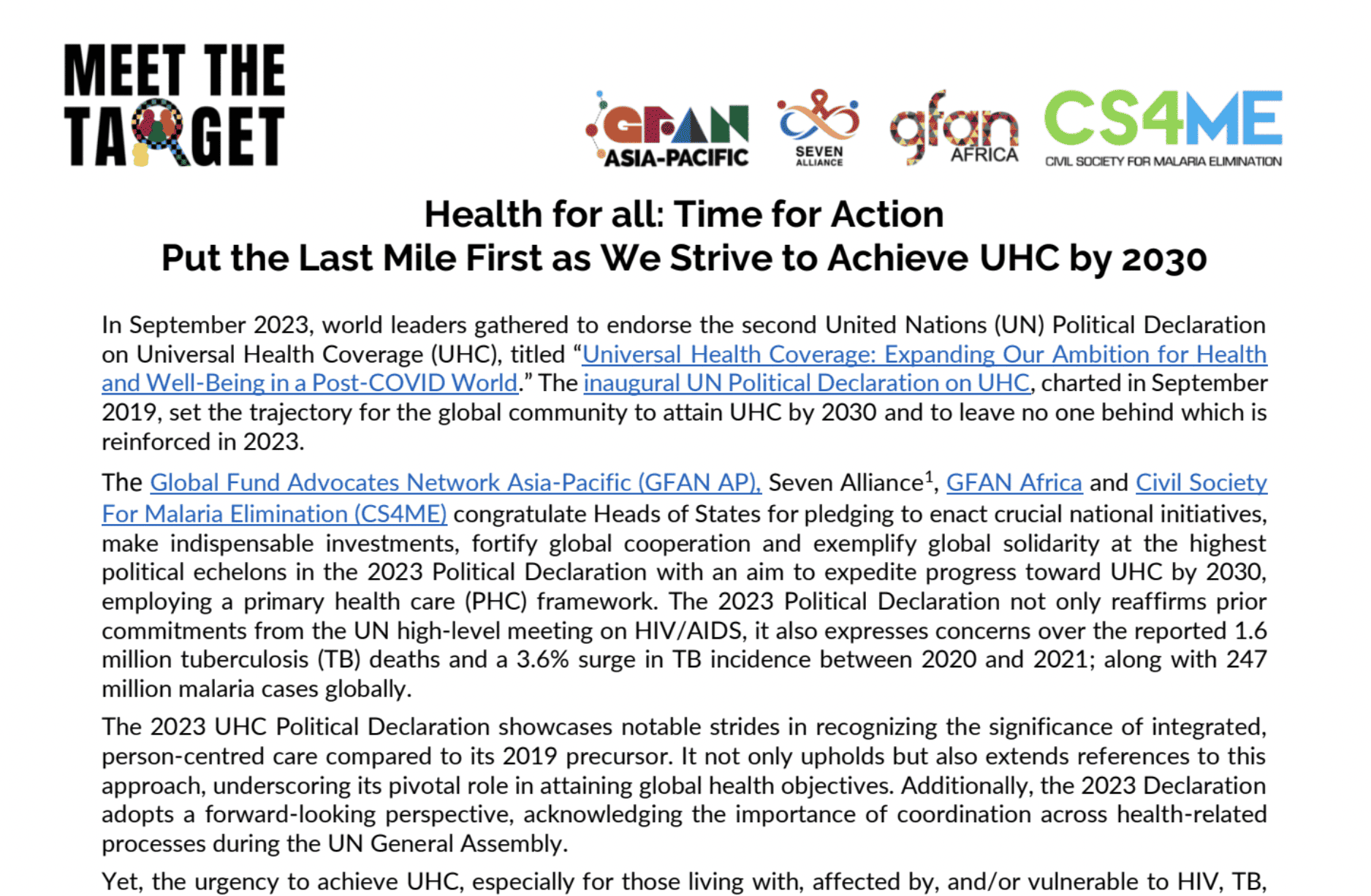 Universal Health Coverage Day 2023 - GFAN Asia Pacific