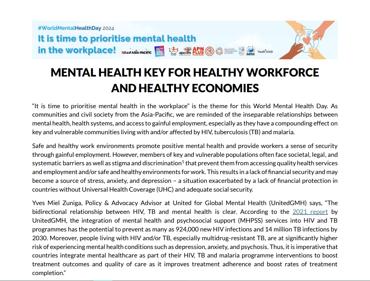 World Mental Health Day 2024 - GFAN Asia Pacific