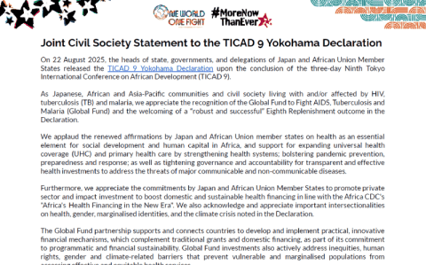Joint Civil Society Statement to the TICAD 9 Yokohama Declaration - GFAN Asia Pacific